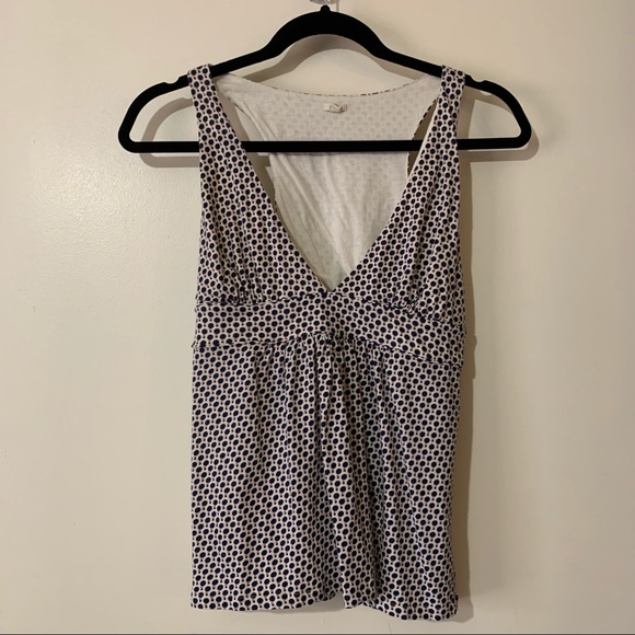 J. Crew | Tops | J Crew Cream With Navy Polka Dot Racerback Top | Poshmark